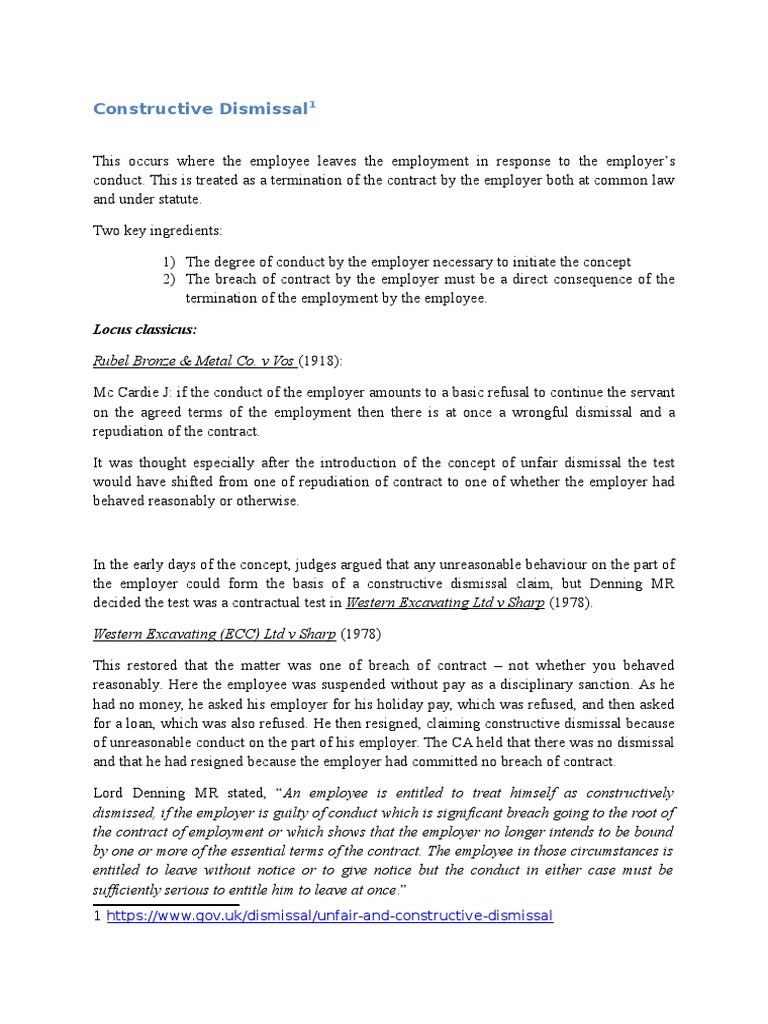 Constructive Dismissal Explained | PDF | Legal Concepts | Justice