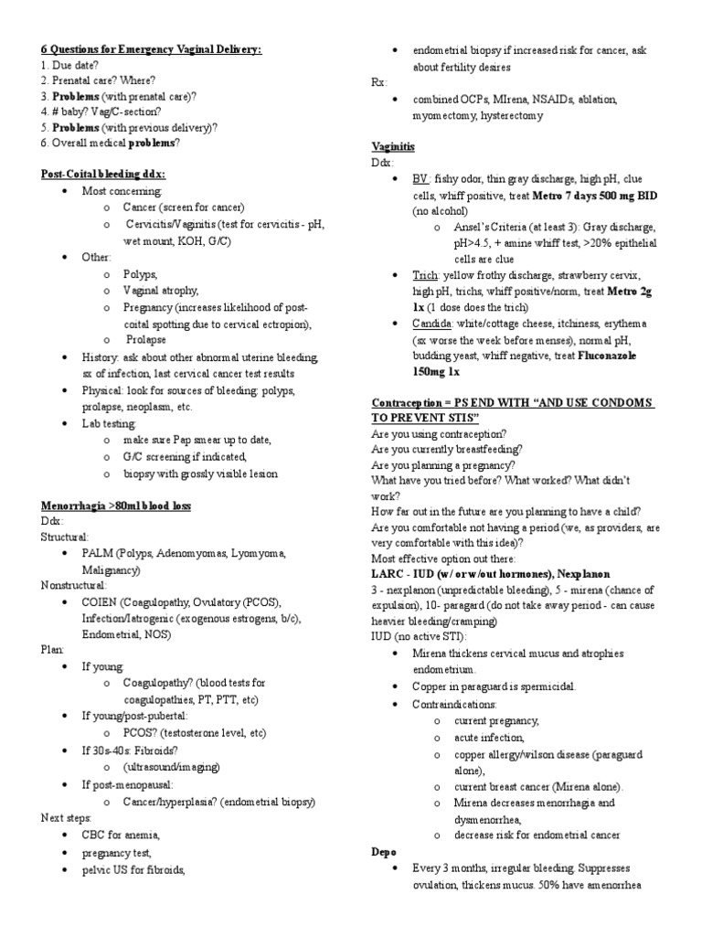 Ob-Gyn Osce | PDF | Combined Oral Contraceptive Pill | Birth Control