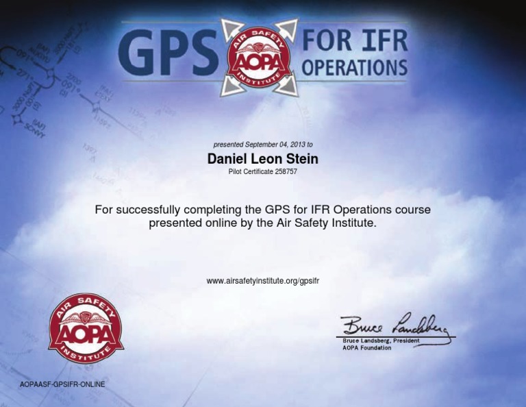 GPS for IFR Operations Course Completion | PDF