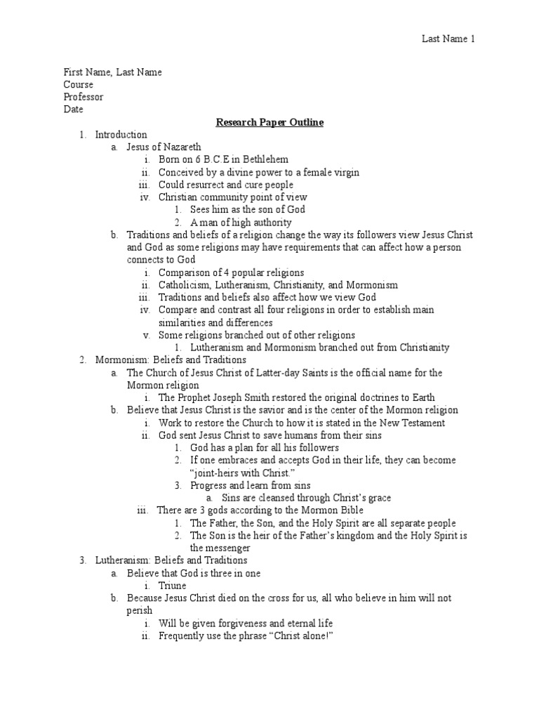 Religion Research Paper Outline | Download Free PDF | The Church Of ...