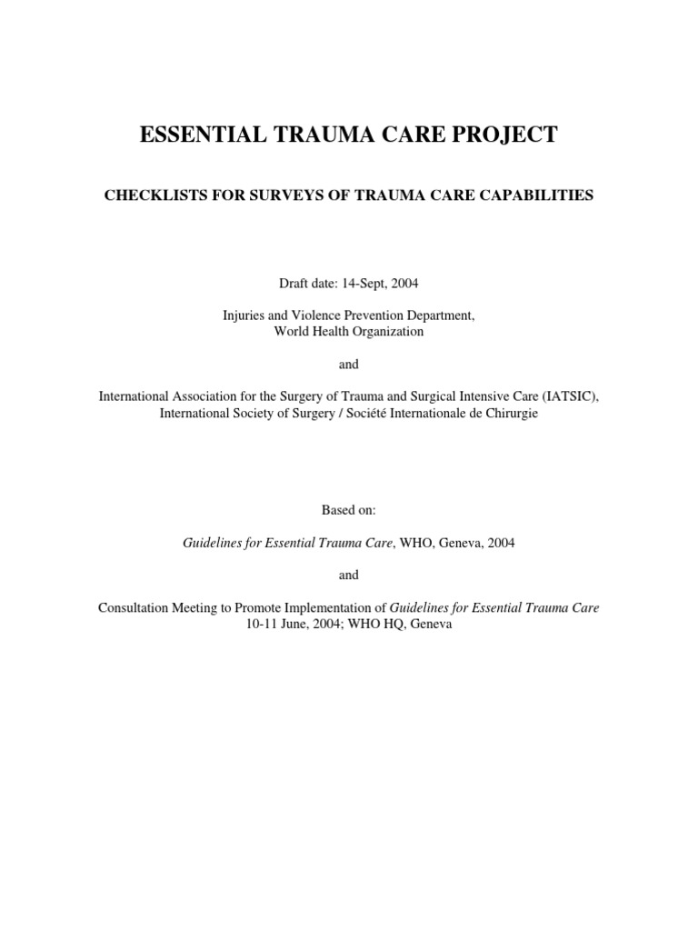 Trauma Care Capability Checklists | PDF