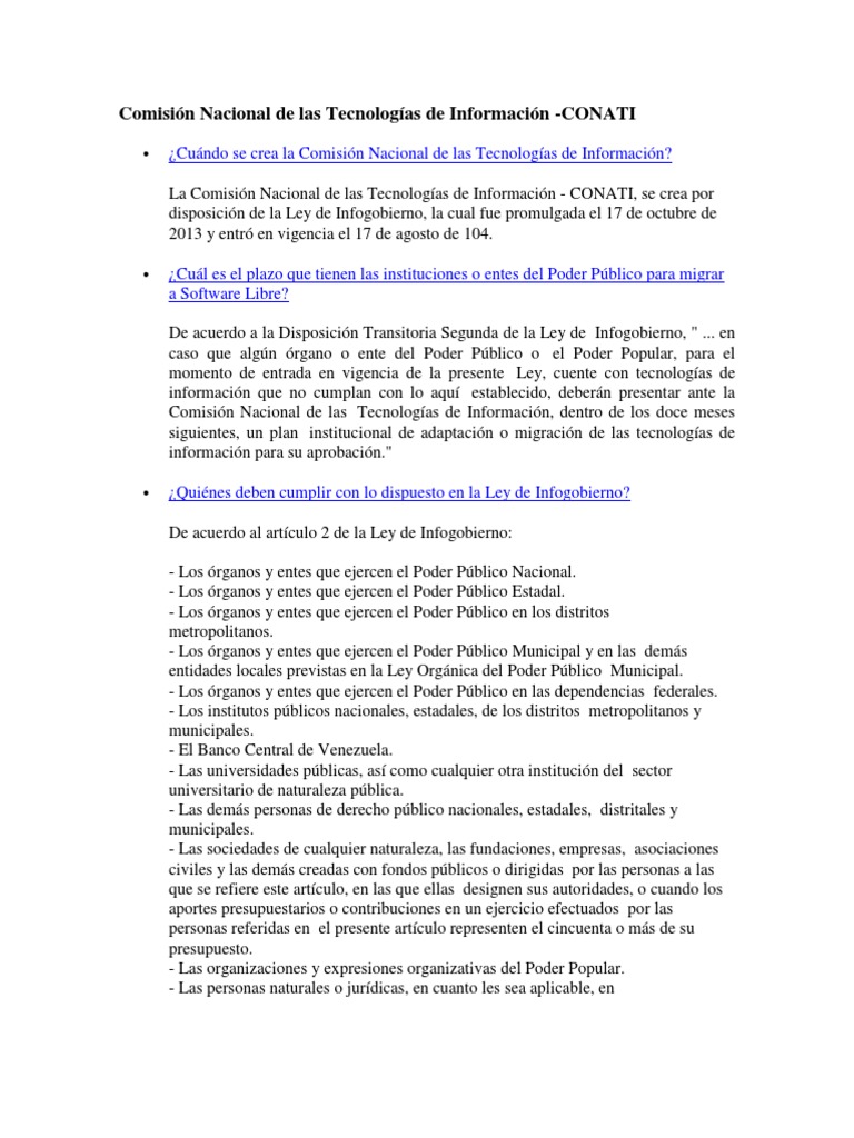 CONATI - Comisión Nacional de Las Tecnologías de Información | PDF ...