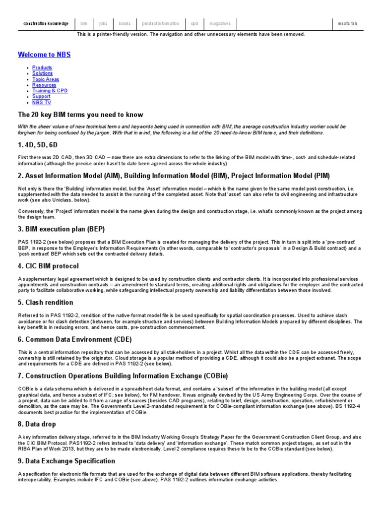 Essential BIM Terms for Construction | PDF | Building Information ...
