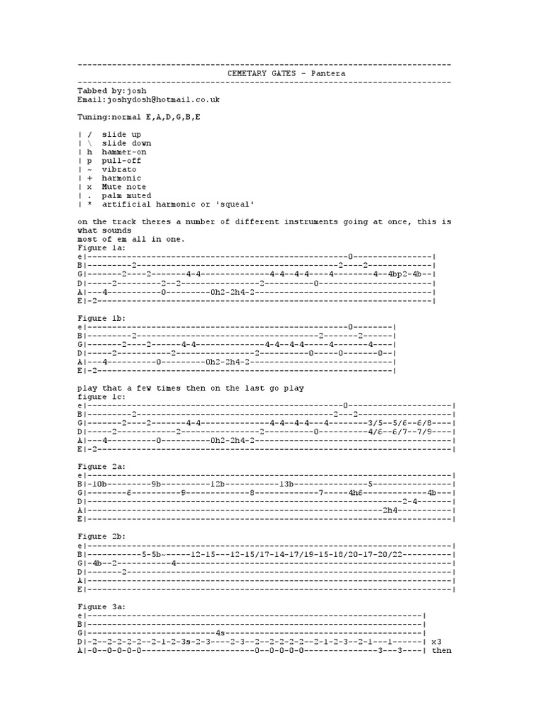 Tab Bass and Guitar - Pantera (CEMETARY GATES) | PDF