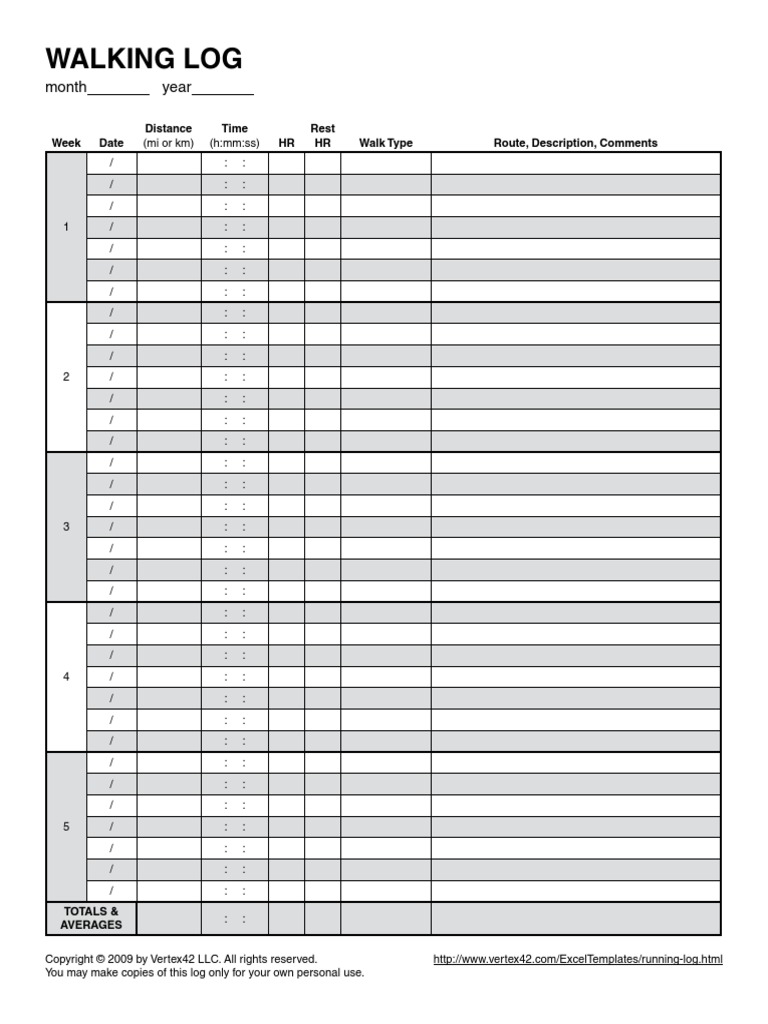Walking Log | PDF