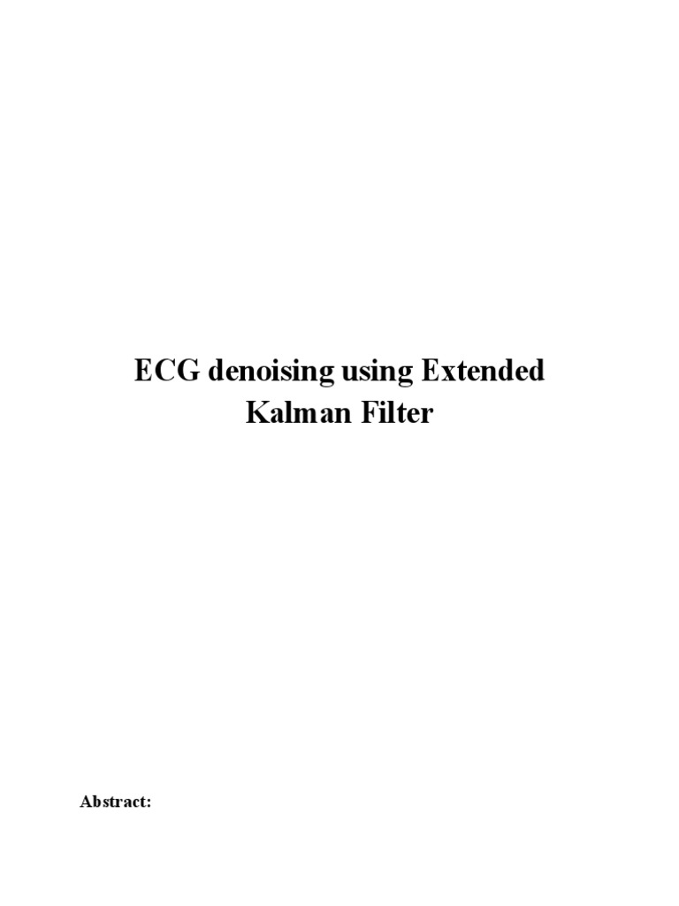 Ecg Denoising Using Extended Kalman Filter Pdf