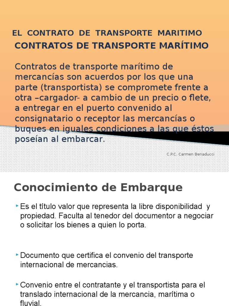 Contrato de Transporte Marítimo | Puerto | Guía de carga