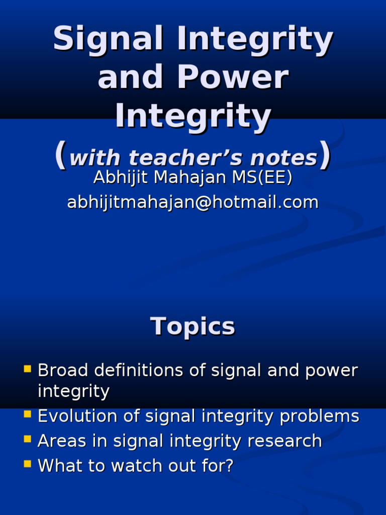 Introduction To Signal Integrity: Mahajan | PDF | Electrical Network ...