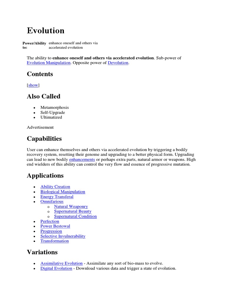 Accelerated Evolution Powers Explained | PDF