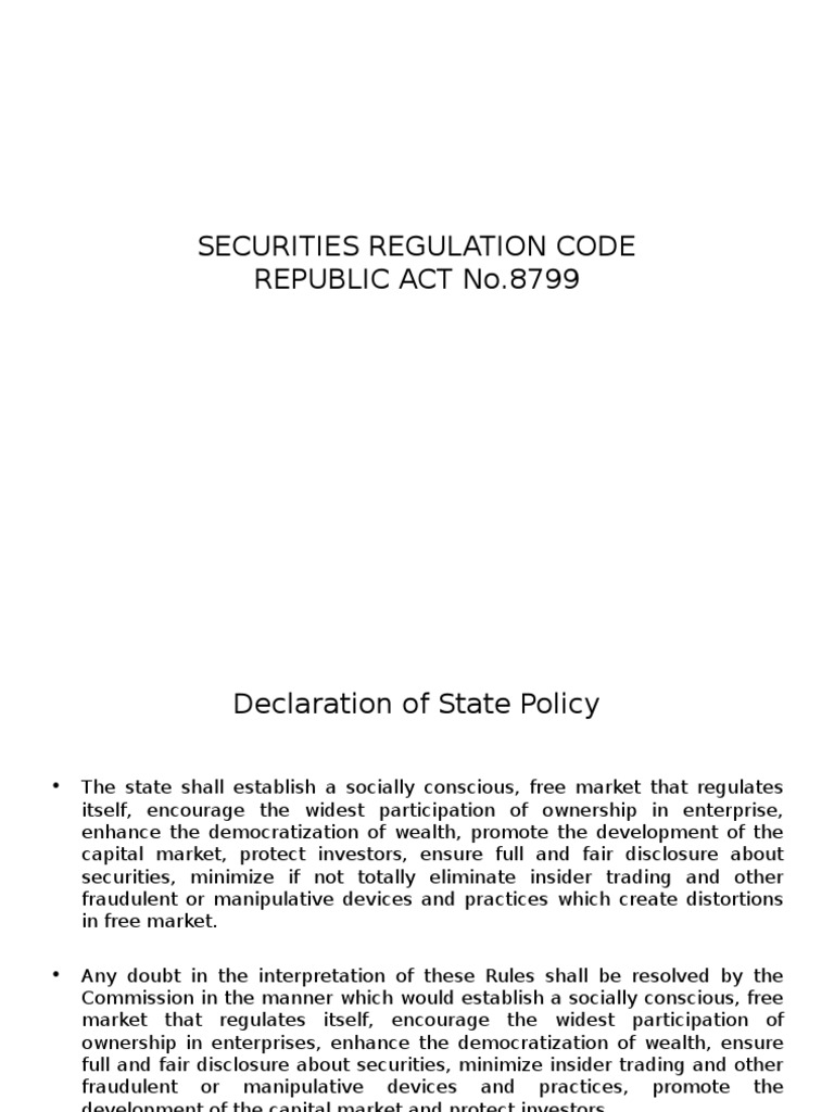 Securities Regulation Code | Securities (Finance) | Stocks | Free 30 ...