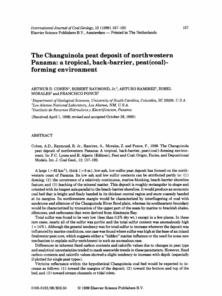 Cohen Et Al 1989 | PDF | Peat | Carbon