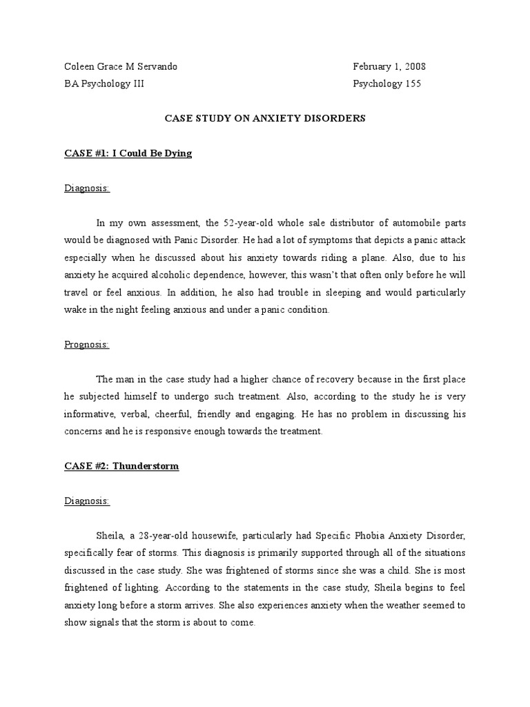 Anxiety Disorder Case Studies | PDF | Psychological Trauma | Anxiety ...