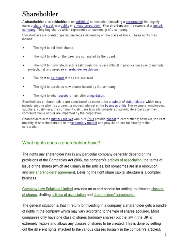 Shareholder | PDF | Dividend | Corporations