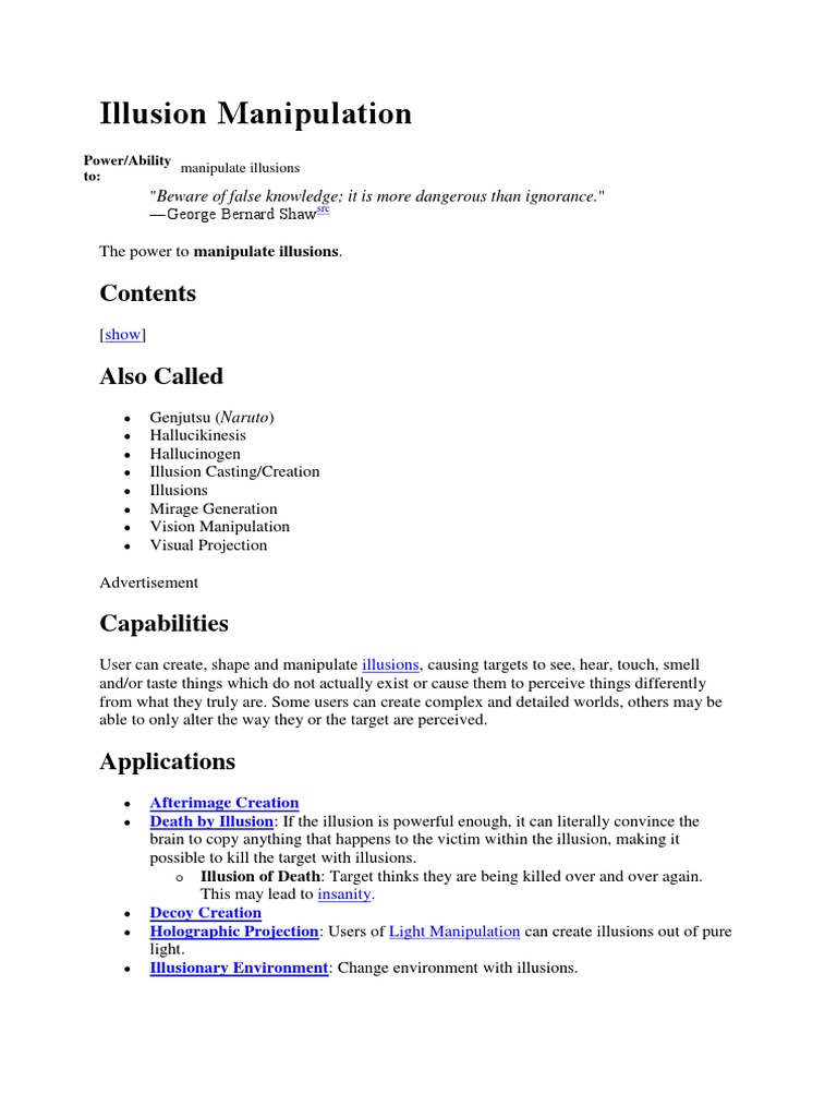 Illusion Manipulation | PDF | Illusion | Hallucination