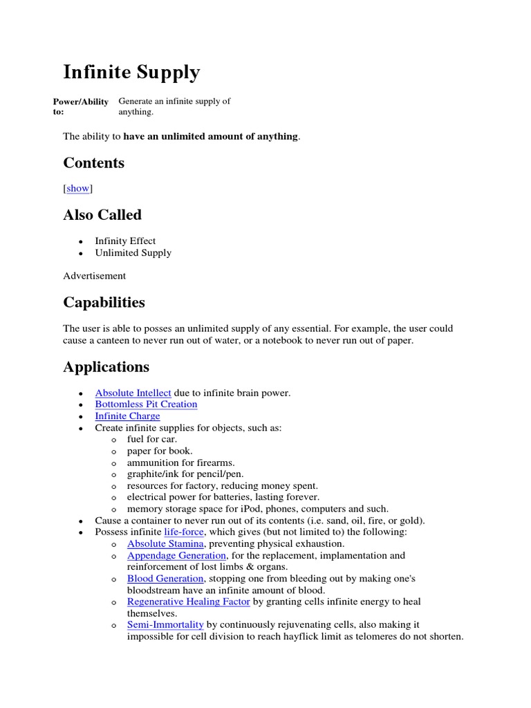 Infinite Supply Power and Capabilities | PDF