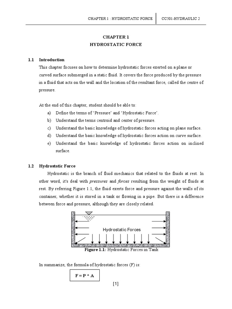 Hydrostatic Forces Explained | PDF | Pressure | Atmospheric Pressure