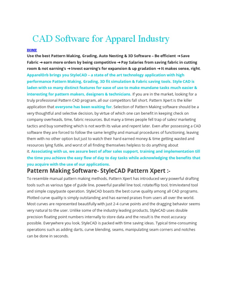 StyleCAD: Advanced CAD for Apparel Design | PDF | Simulation | Computer ...