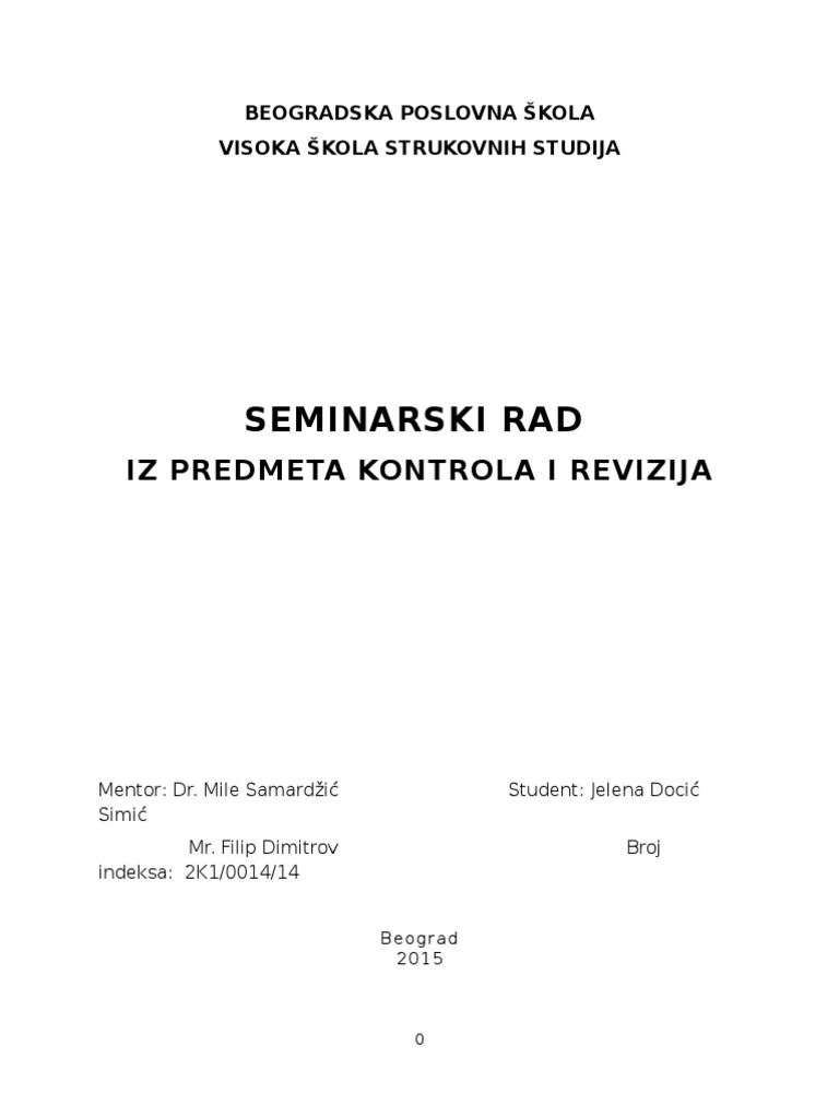 Kontrola I Revizija | PDF