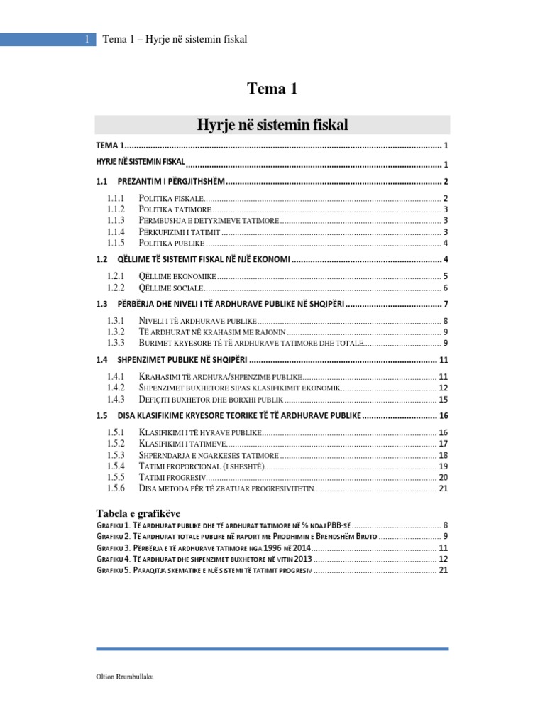 Tema 1: Hyrje Në Sistemin Fiskal | PDF