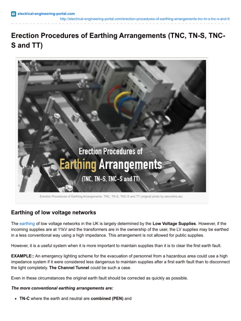 Electrical-Engineering-portal.com-Erection Procedures of Earthing Arrangements TNC TNS TNCS and ...