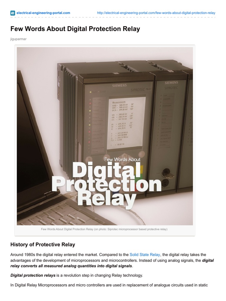 Few Words About Digital Protection Relay | PDF | Signal (Electrical ...