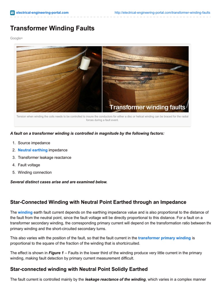 Electrical Engineering Portal - Com Transformer Winding Faults | PDF