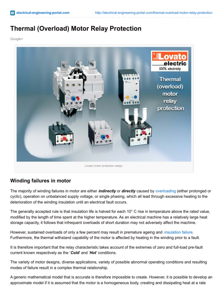 Thermal Overload Motor Relay Protection | PDF | Relay | Temperature