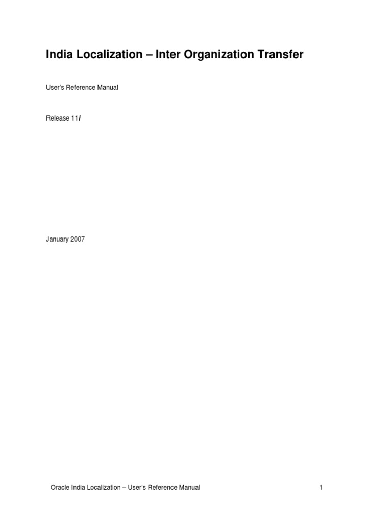 India Localization Inter Org Transfer | PDF | Debits And Credits ...