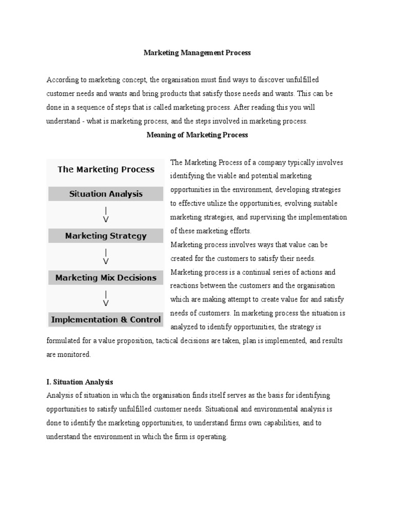 Marketing Management Process | PDF | Strategic Management | Marketing