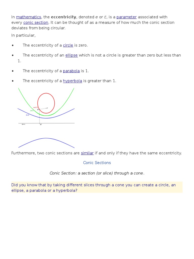 Eccentricity | PDF | Ellipse | Teaching Mathematics