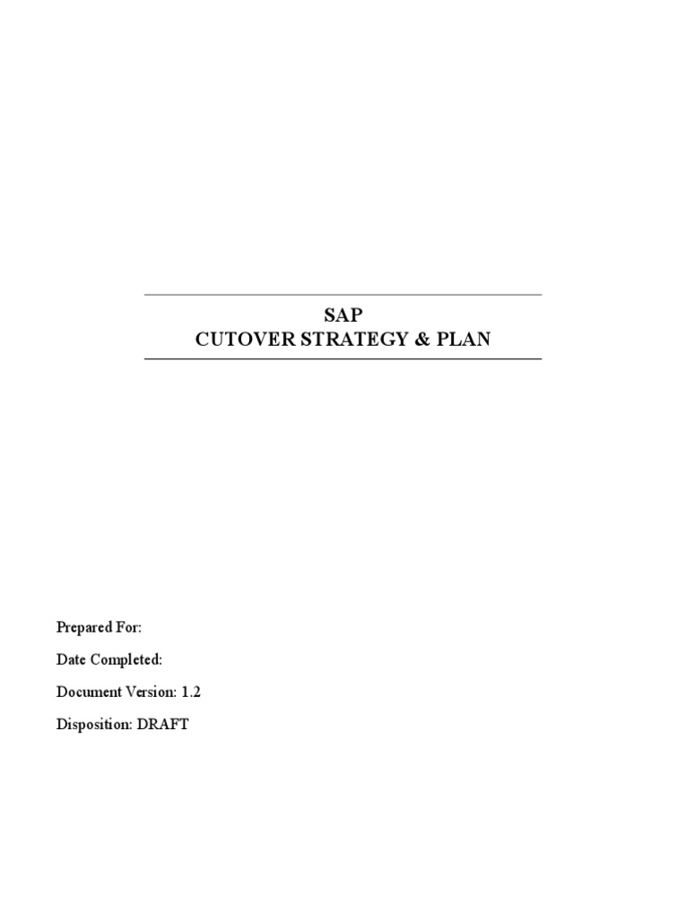 Cut Over Strategy Plan | PDF | Business Process | Project Management
