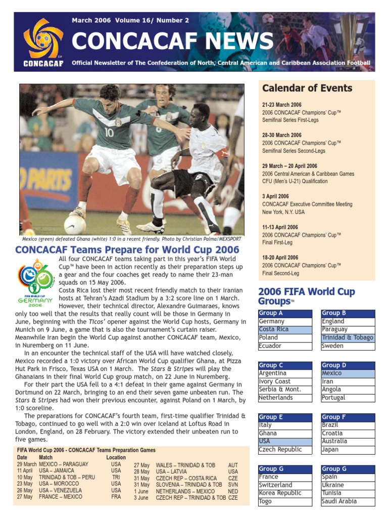 Concacaf News: Calendar of Events | PDF | Fifa World Cup | Central America