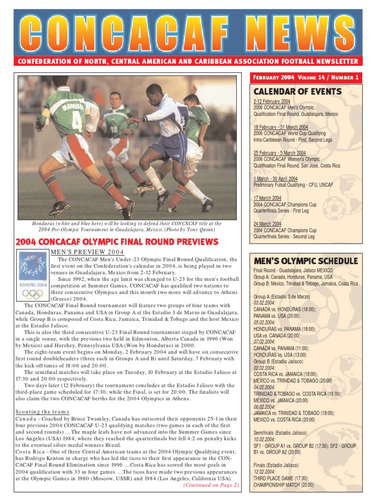 Calendar of Events: 2004 Concacaf Olympic Final Round Previews ...