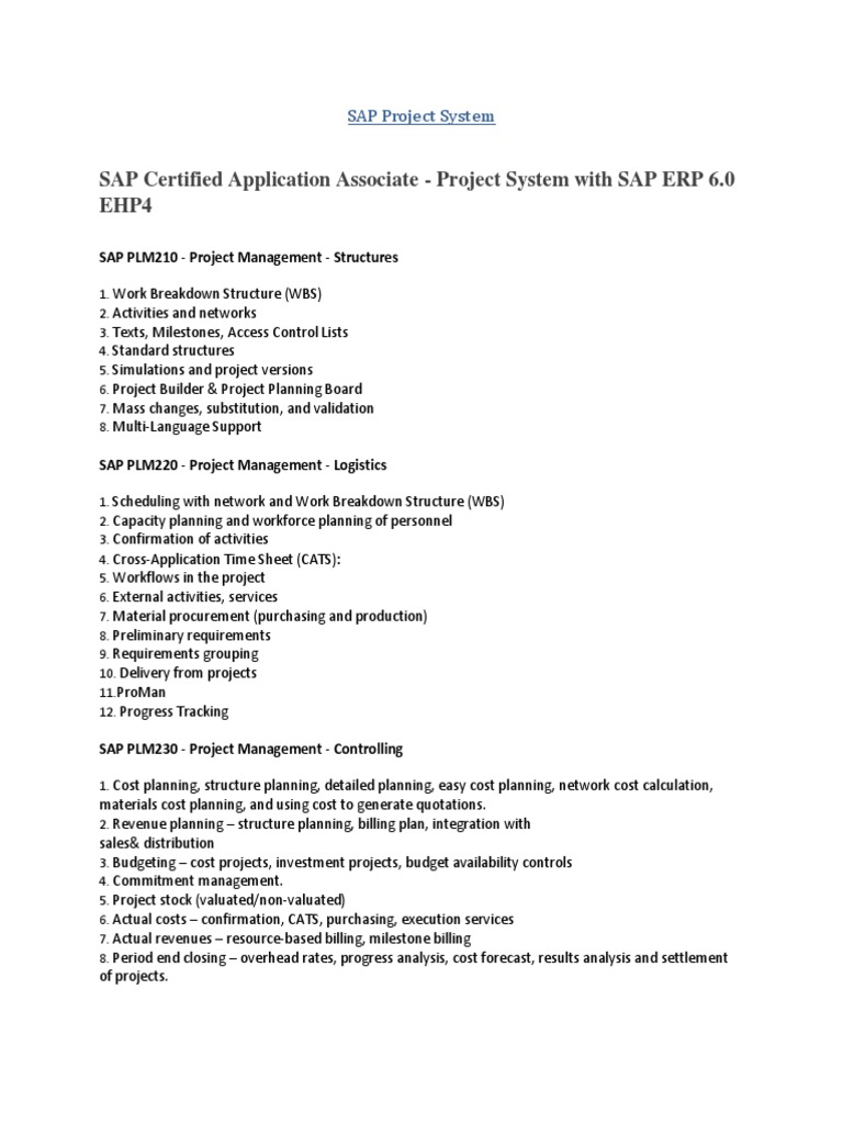 SAP Project System Certification Guide | PDF | Computers