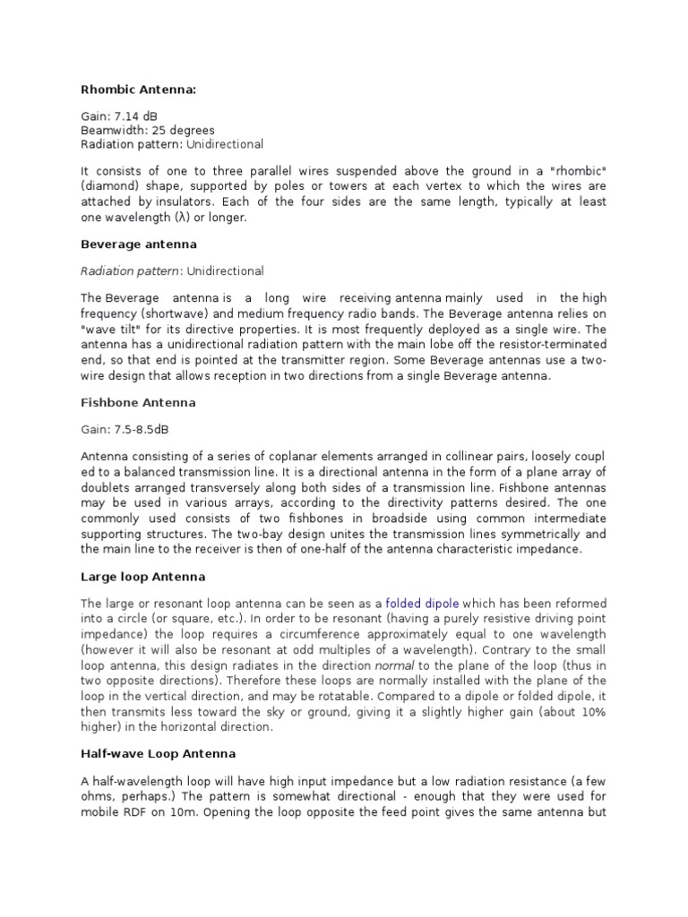 Rhombic Antenna - Half-Wave Loop | PDF | Antenna (Radio) | Broadcast ...