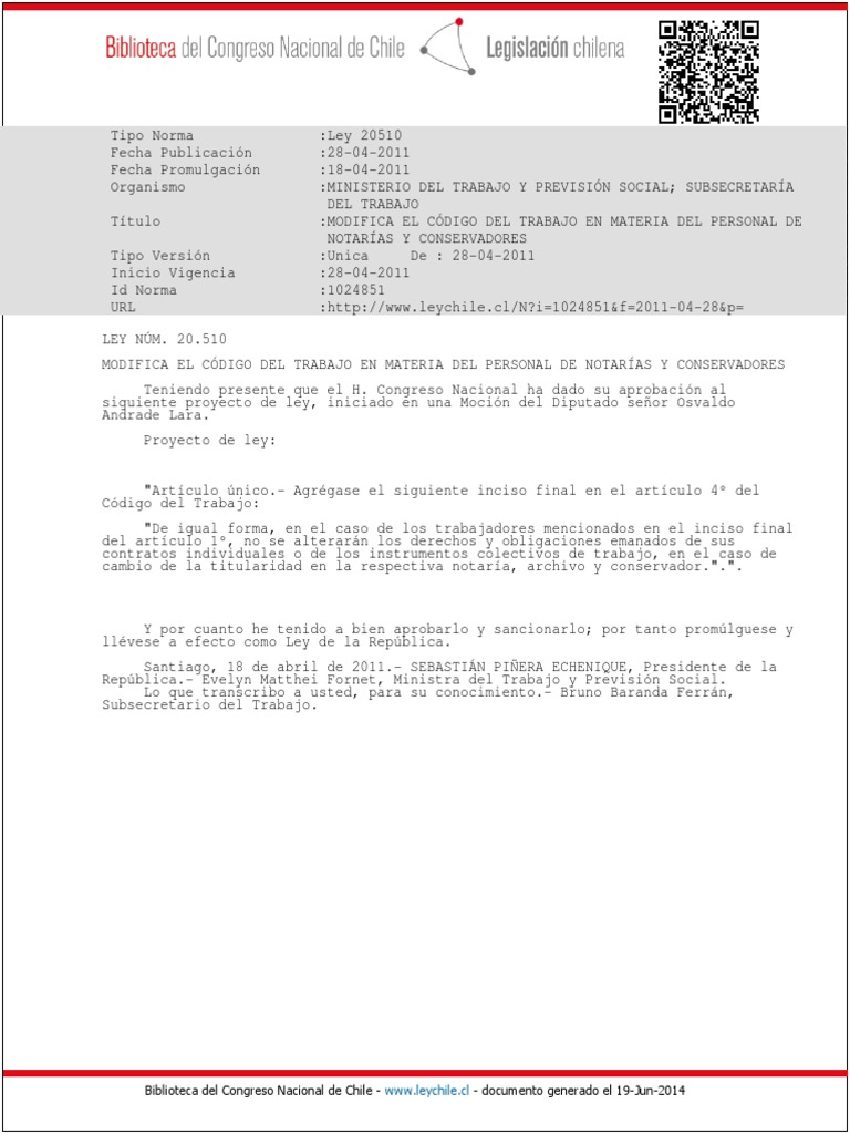Ley 20510 - 28 Abr 2011 | PDF | Finanzas y dinero