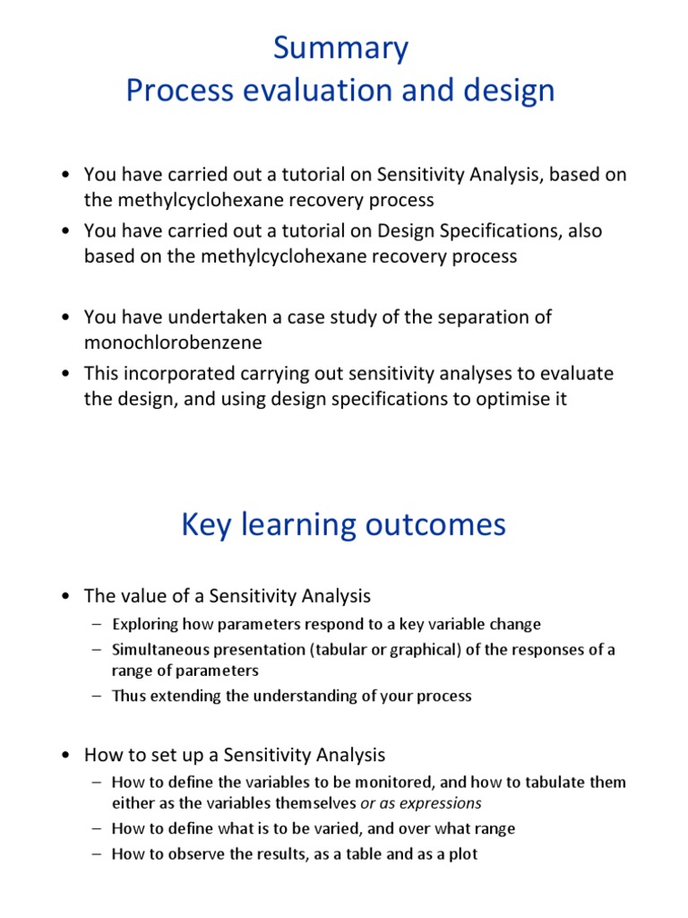 CE2105 Slides Summary - ProcessEvaluationandDesign | PDF | Sensitivity Analysis | Parameter ...