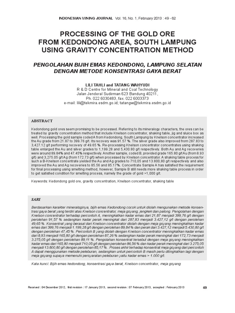 10-Processing of The Gold Ore | PDF | Minerals | Gold