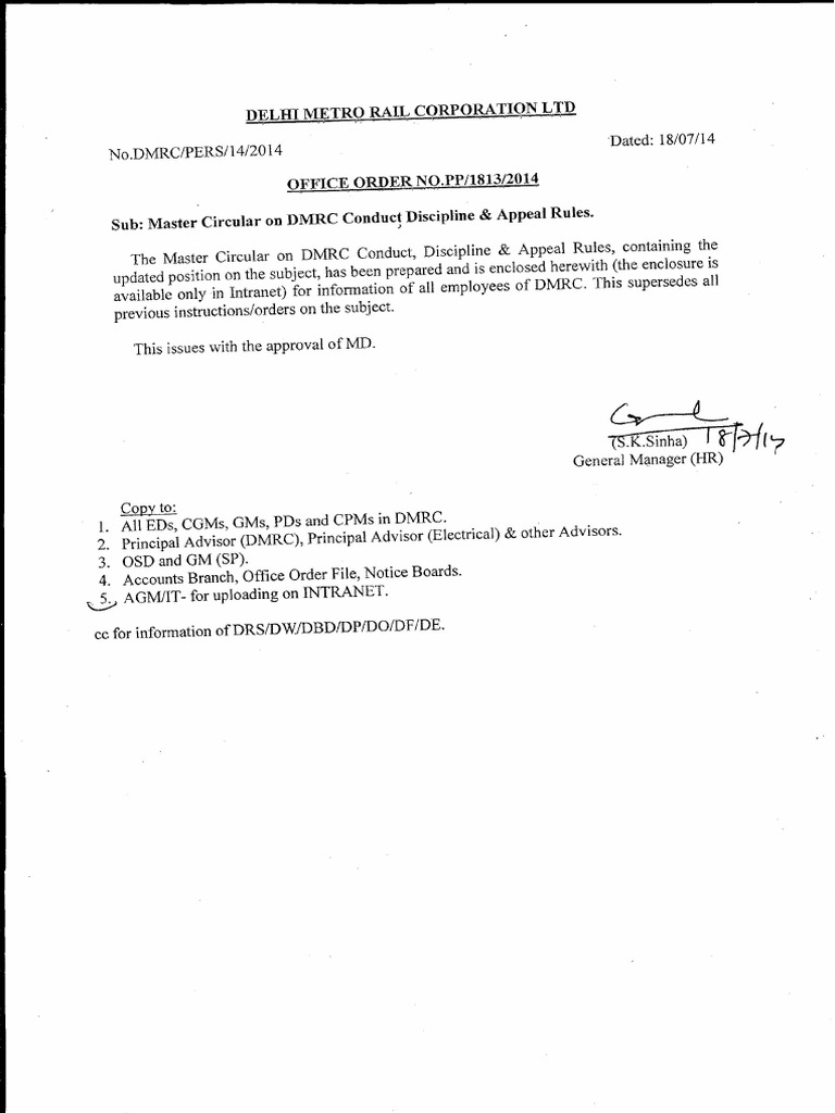 DMRC Conduct and Discipline Rules | PDF | Sexual Harassment ...