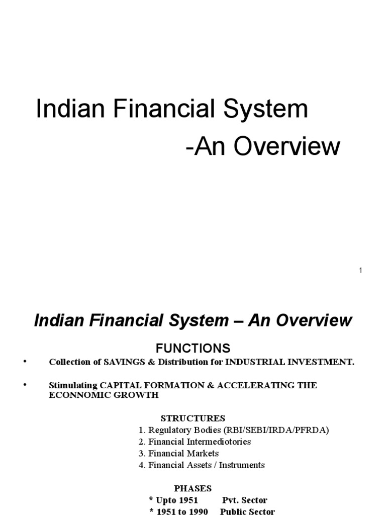 Indian Financial System - An Overview | PDF | Securities (Finance ...