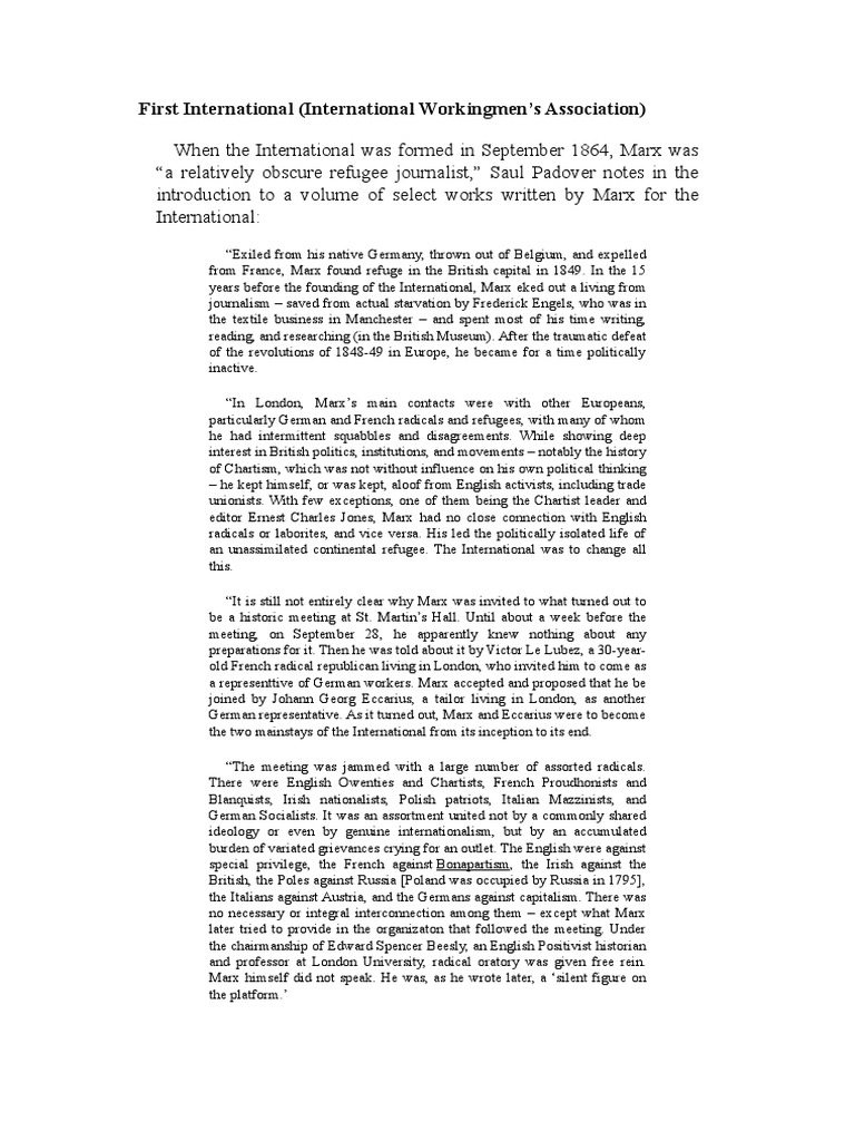 First International (International Workingmen's Association) | PDF ...