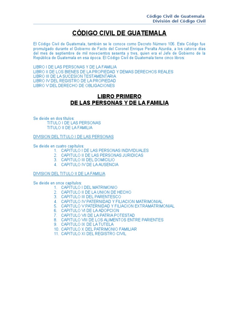 Estructura del Código Civil de Guatemala | PDF | Política | Ciencias ...