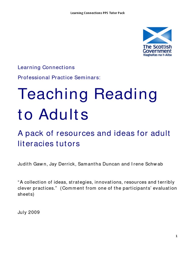 Teaching Reading To Adults | PDF | Tutor | Reading (Process)