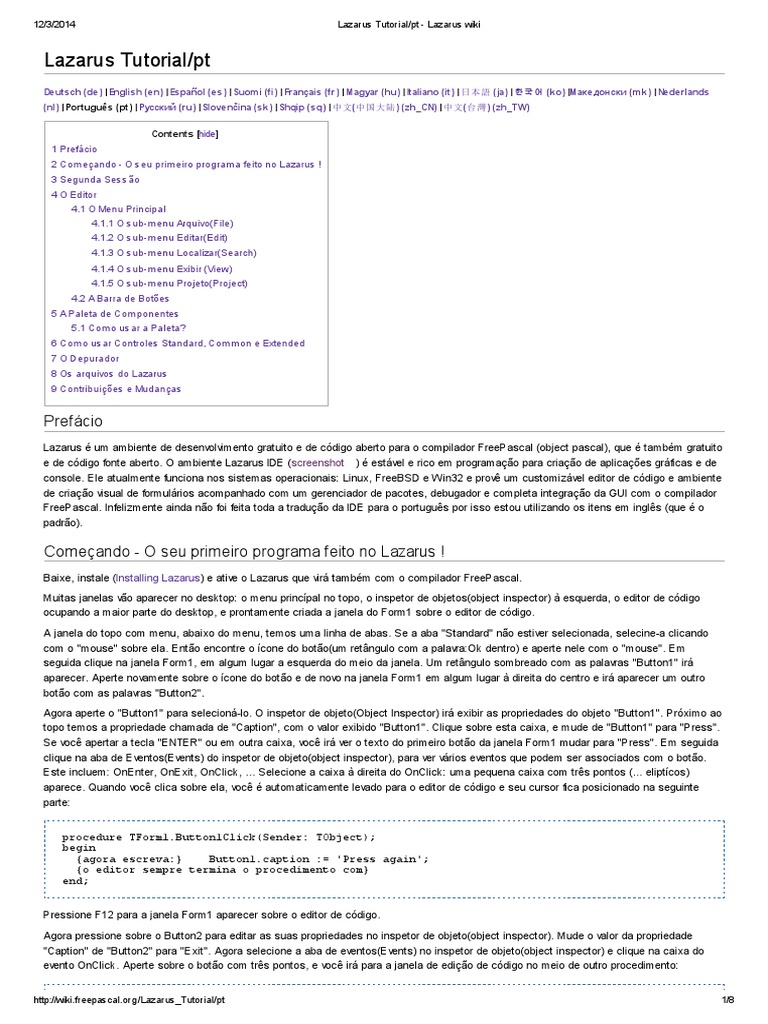 Lazarus Tutorial - PT - Lazarus Wiki | PDF | Janela (informática ...