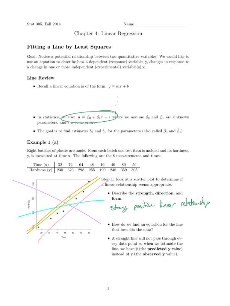 Annotated 4 Ch4 Linear Regression F2014 | PDF | Regression Analysis | Correlation And Dependence
