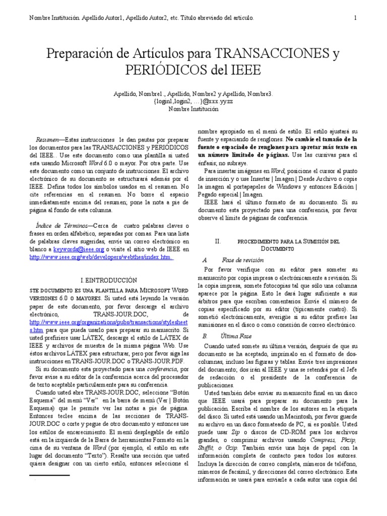 Plantilla IEEE (Word) | PDF