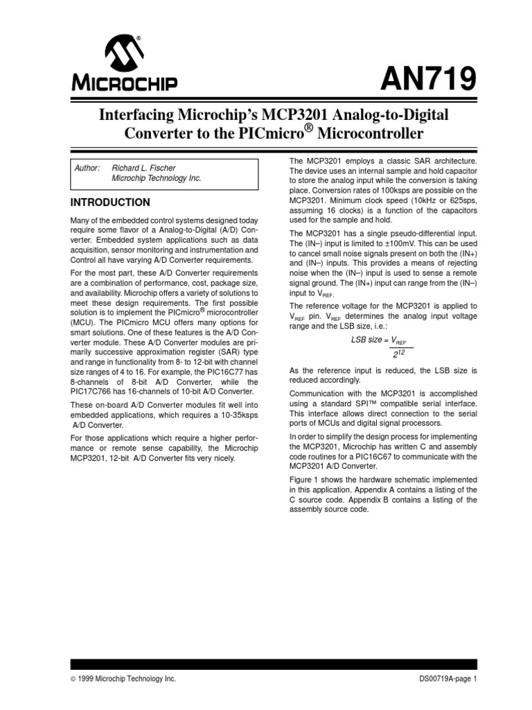 Interfacing Microchip'S Mcp3201 Analog-To-Digital Converter To The ...