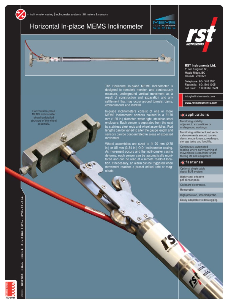 Horizontal In-Place MEMS Inclinometer ICB0032H | PDF | Tunnel | Microelectromechanical Systems