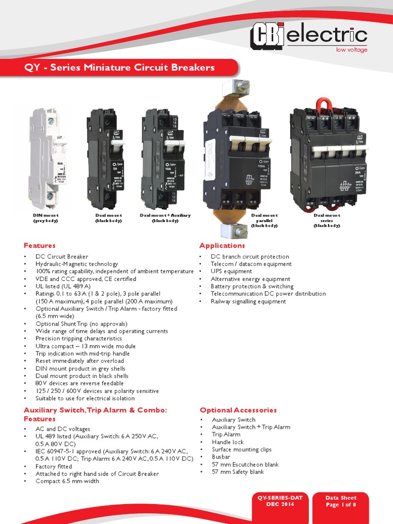 Cbi Qy Series Dat Dec 2014 | PDF | Series And Parallel Circuits | Switch