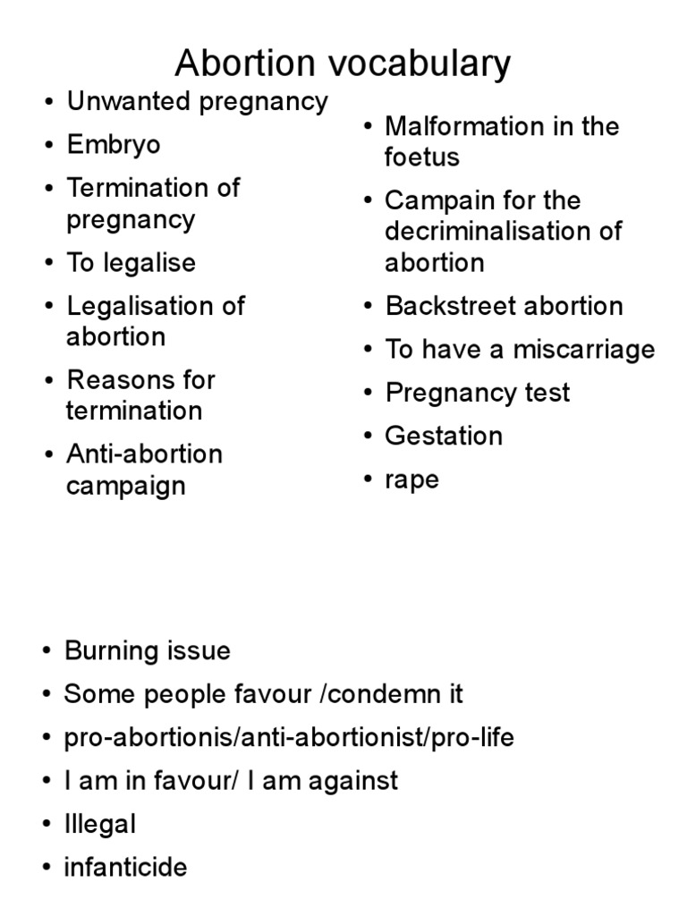Abortion Vocabulary | PDF